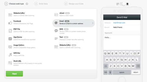 Envoyez des codes par e-mail et recevez des e-mails à l'aide de codes QR